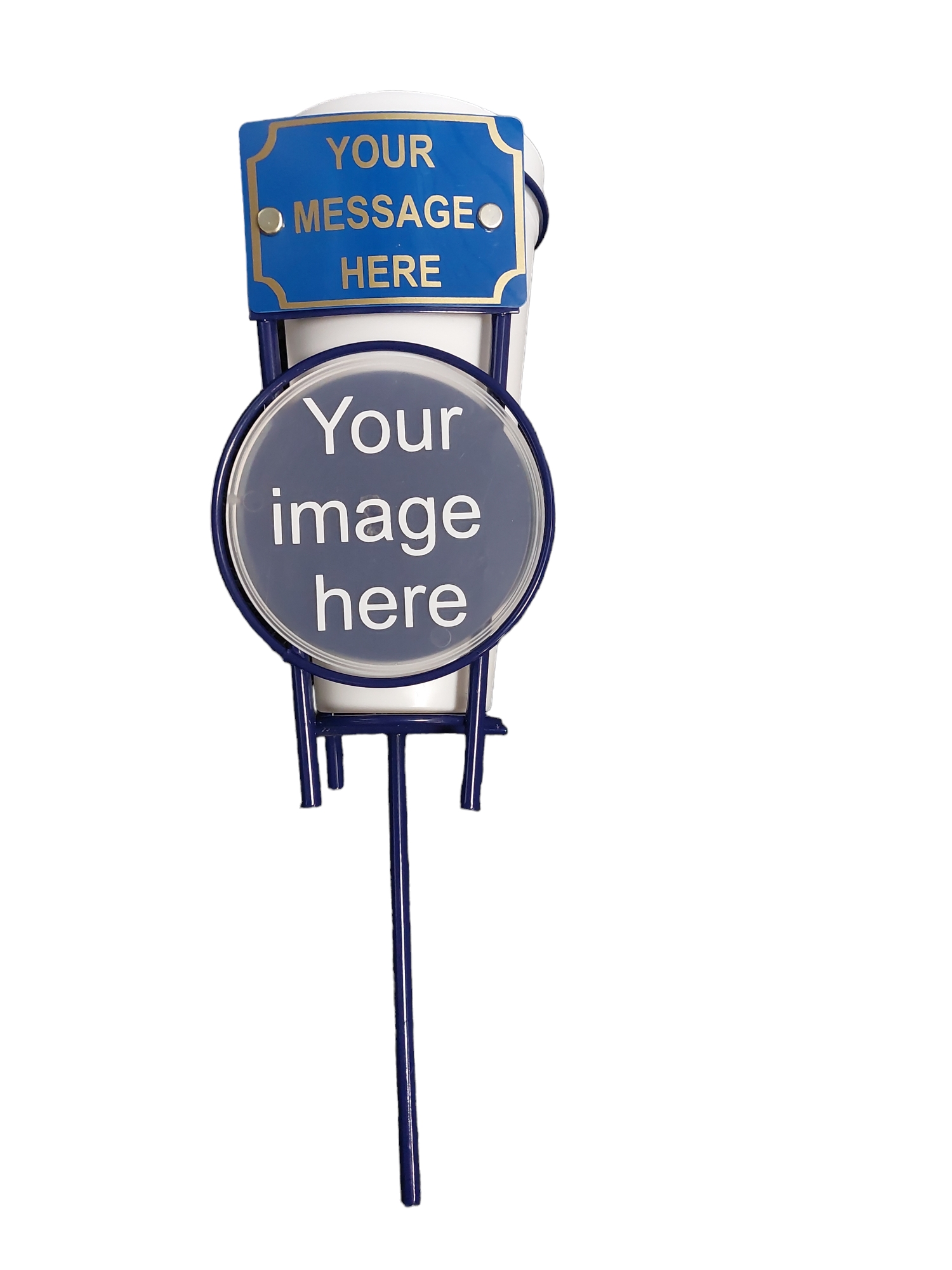 Personalised Royal Blue Metal Grave Spike & Vase - MK Grave Vases