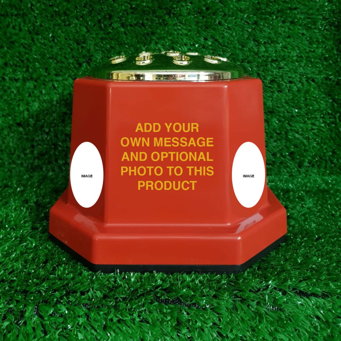 Personalised Red Hexagon Grave Pot MK Grave Vases personalised-red-hexagon-grave-pot-mk-grave-vases