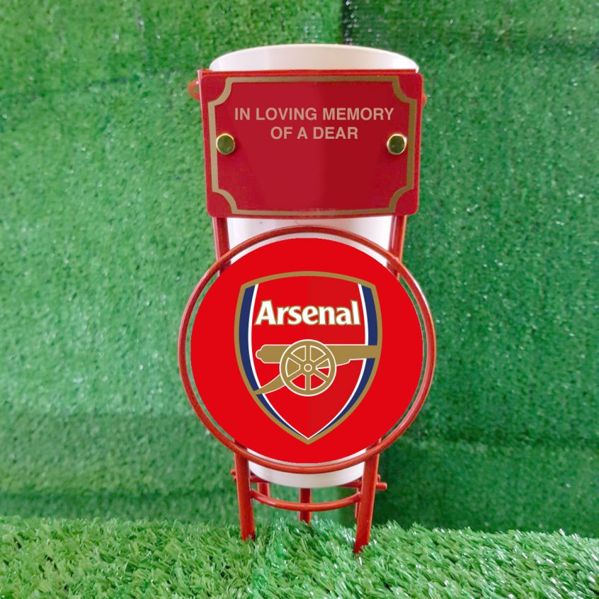 Arsenal In Loving Memory Metal Grave Spike & Vase - MK Grave Vases