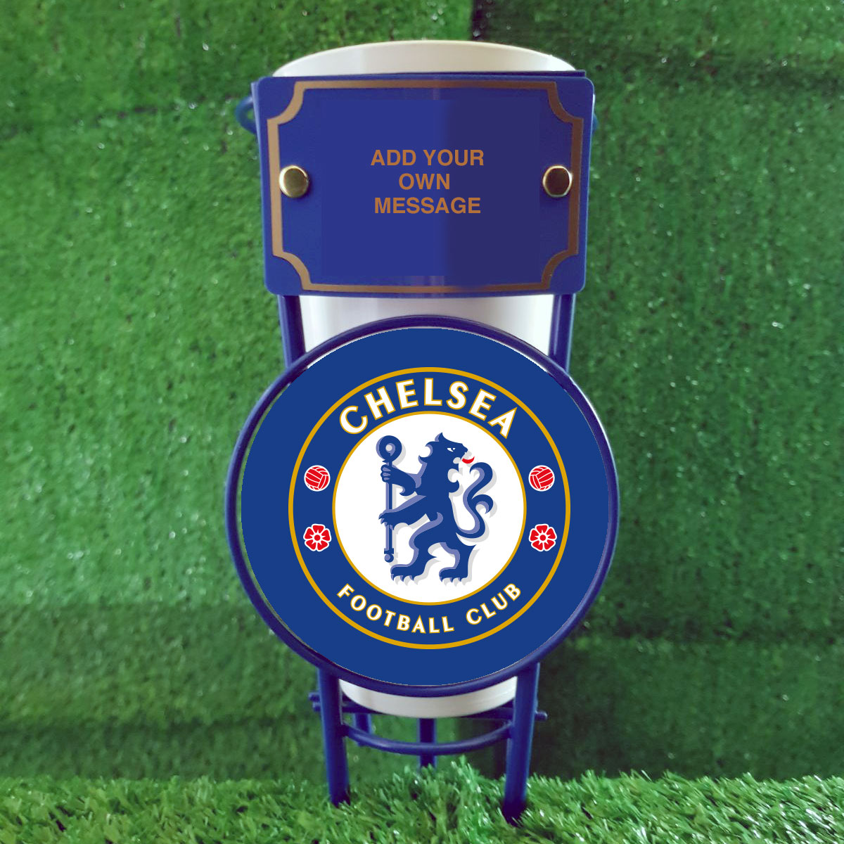 Chelsea Personalised Metal Grave Spike & Vase - MK Grave Vases